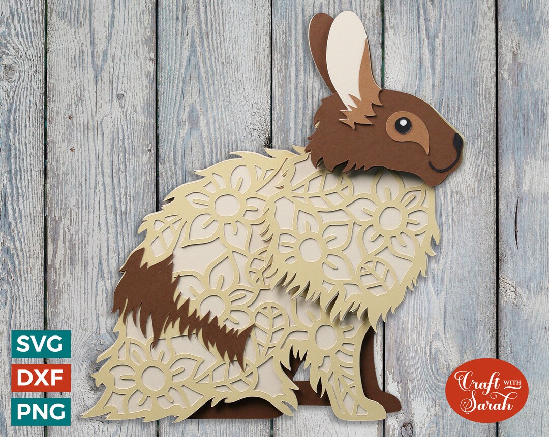 Rabbit SVG | Layered Long Fur Rabbit Cutting File - Etsy
