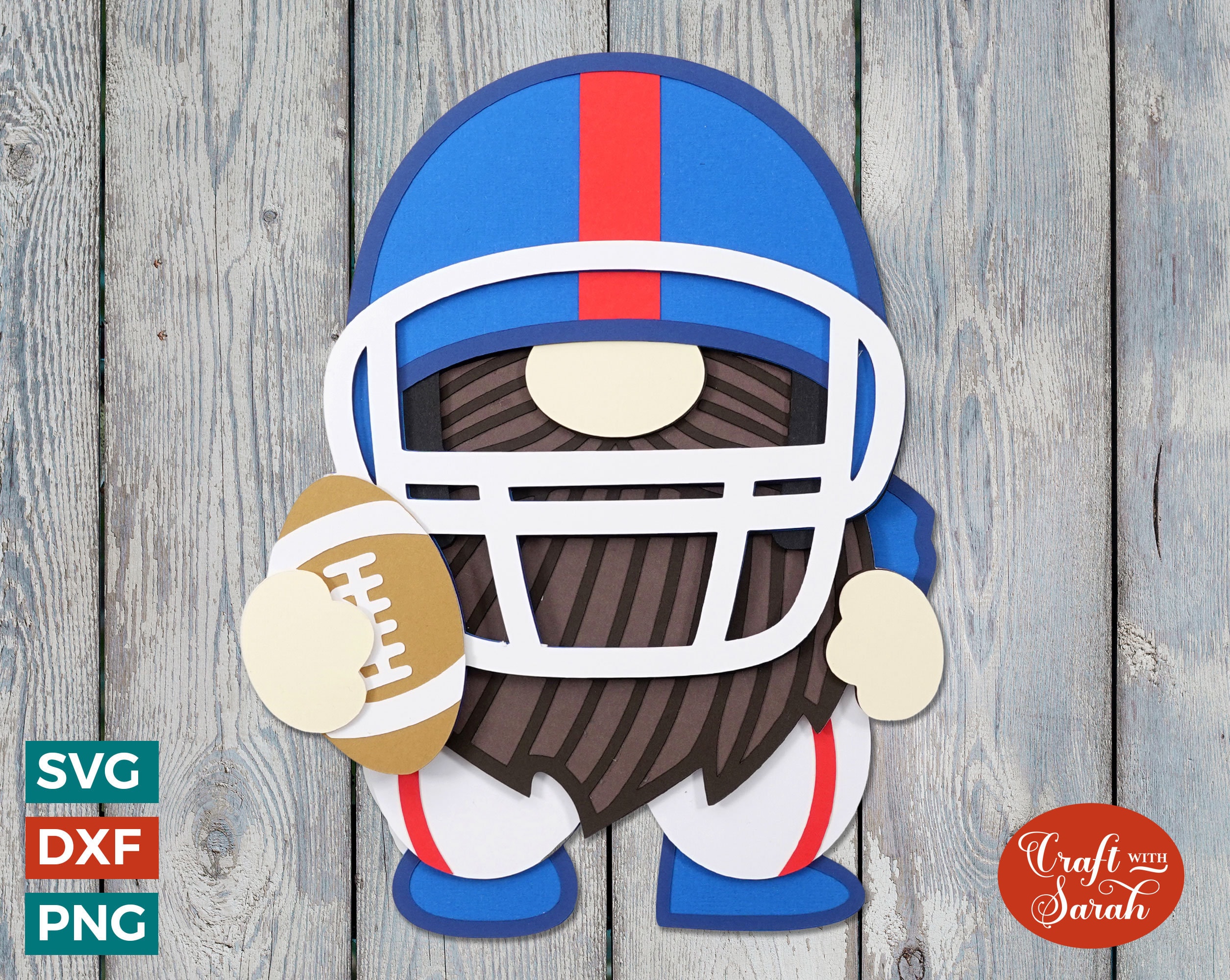 American Football Gnome SVG |layered Male NFL Player Gnome - Etsy
