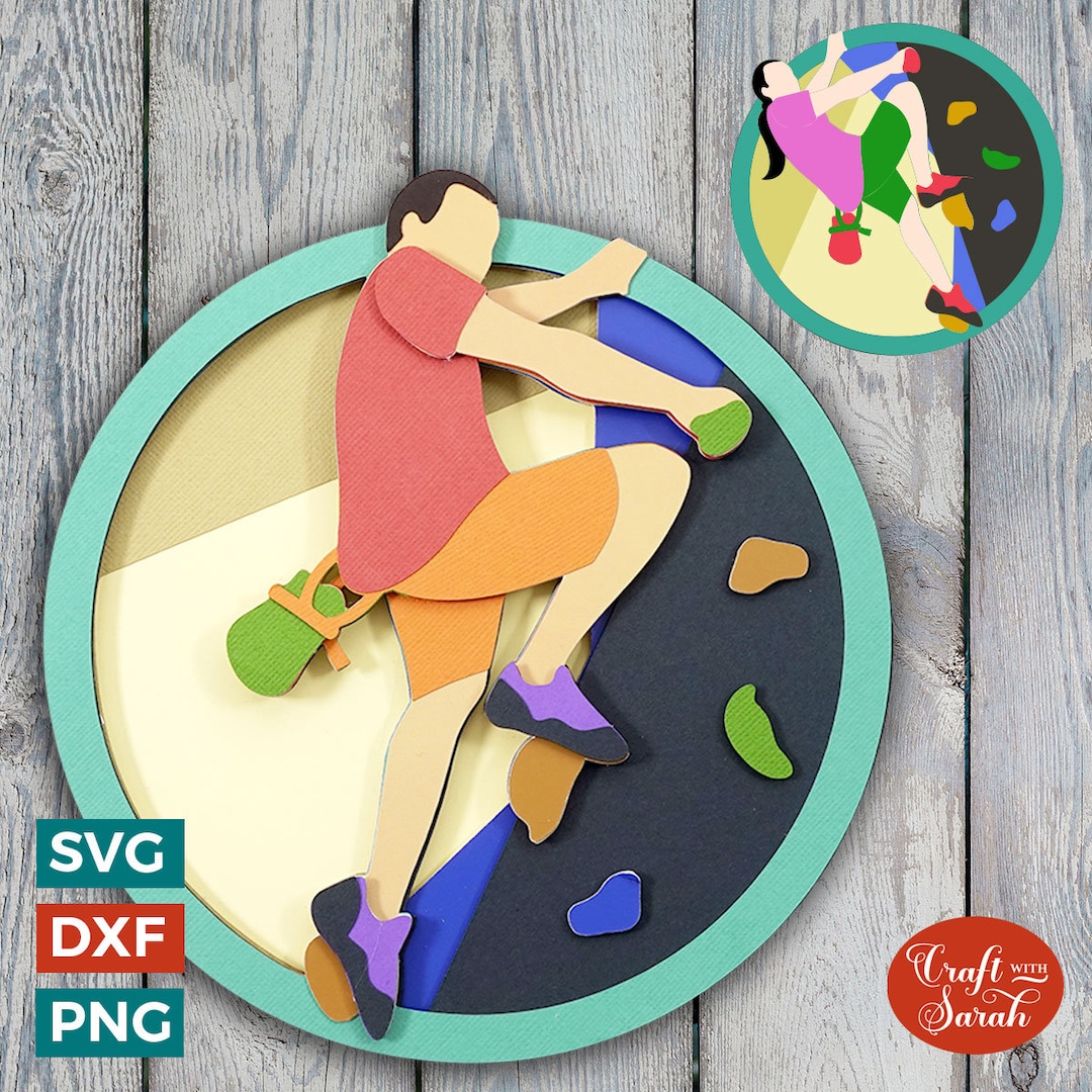 Indoor Rock Climbing SVG | Male & Female Bouldering Cut Files - Etsy