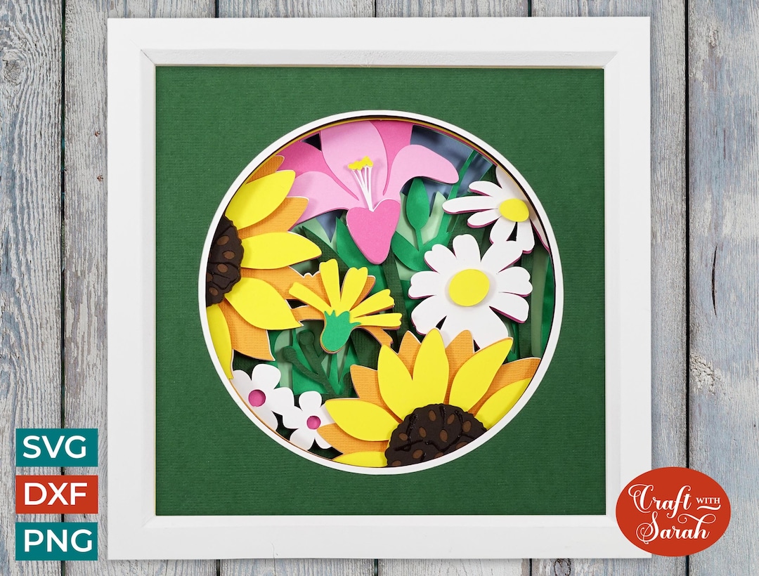Summer Flowers Shadow Box SVG | Layered Summer Blooms Cutting File - Etsy