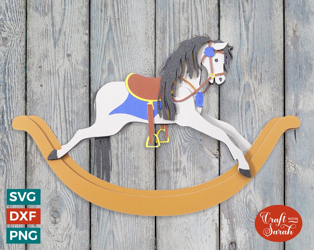 Rocking Horse SVG | 3D Layered Child's Toy Rocking Horse Cutting File ...