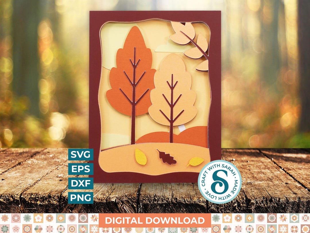 Autumn Trees A2 Card SVG | Layered Fall Greetings Card Cut Files - Etsy