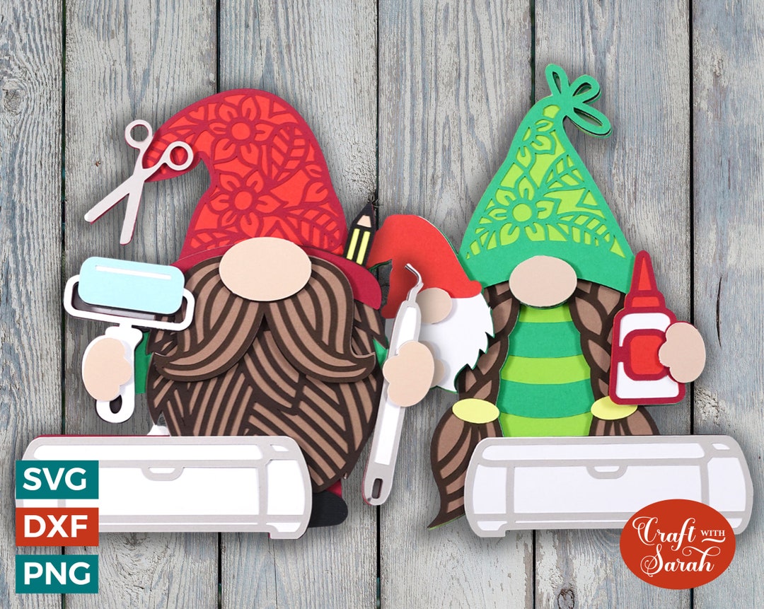 Crafting Gnome Pair SVG Files | Layered Crafting Gnome Pair Cutting ...