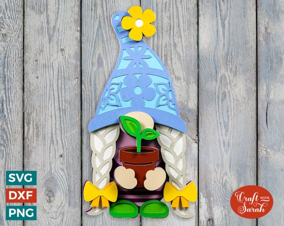 Spring Gnome SVG File Layered Female Spring Gnome Cutting - Etsy