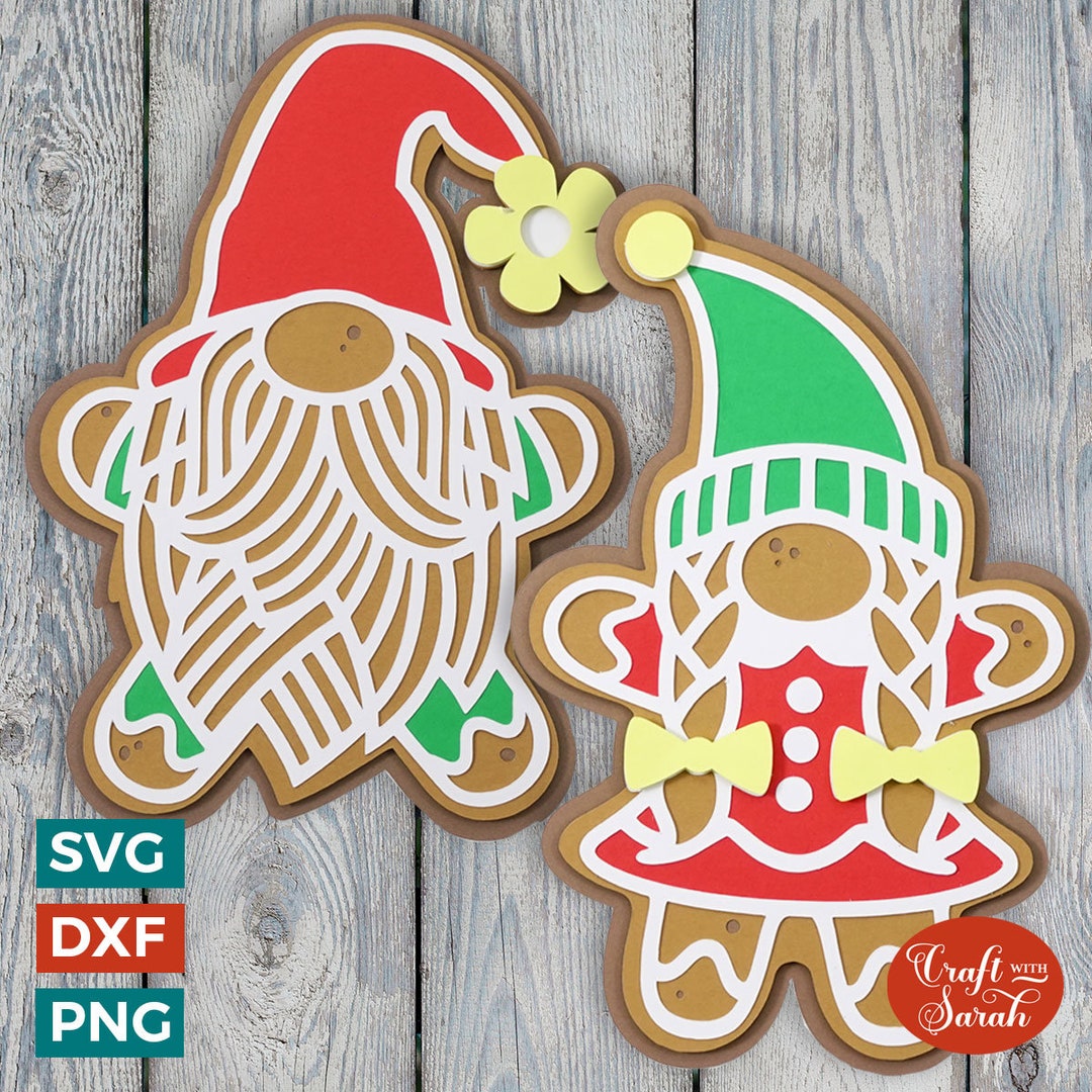 Gingerbread Gnome SVG Pair | 3D Festive Gonk Cutting Files - Etsy