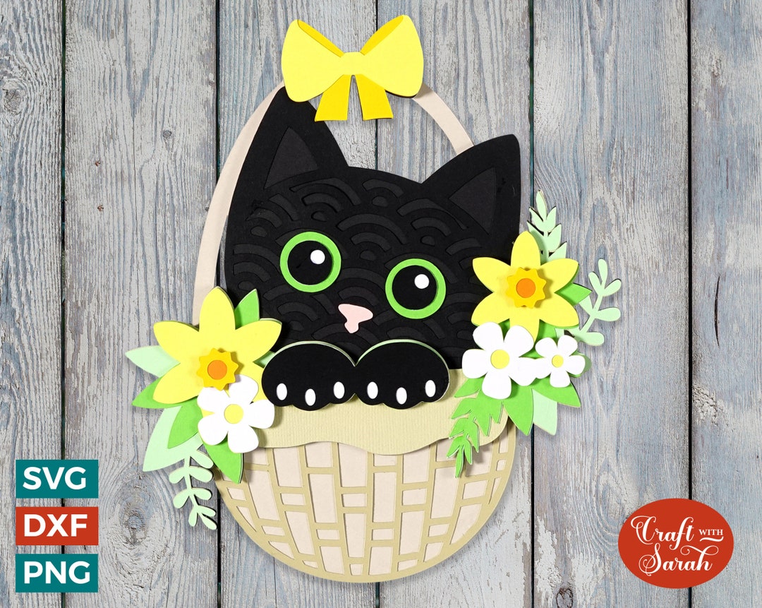 Basket Cat SVG | Layered Basket Cat Cutting File - Etsy