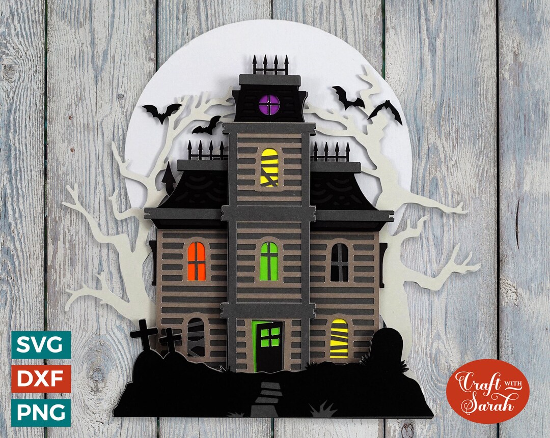 Haunted House SVG | Layered Halloween House SVG - Etsy