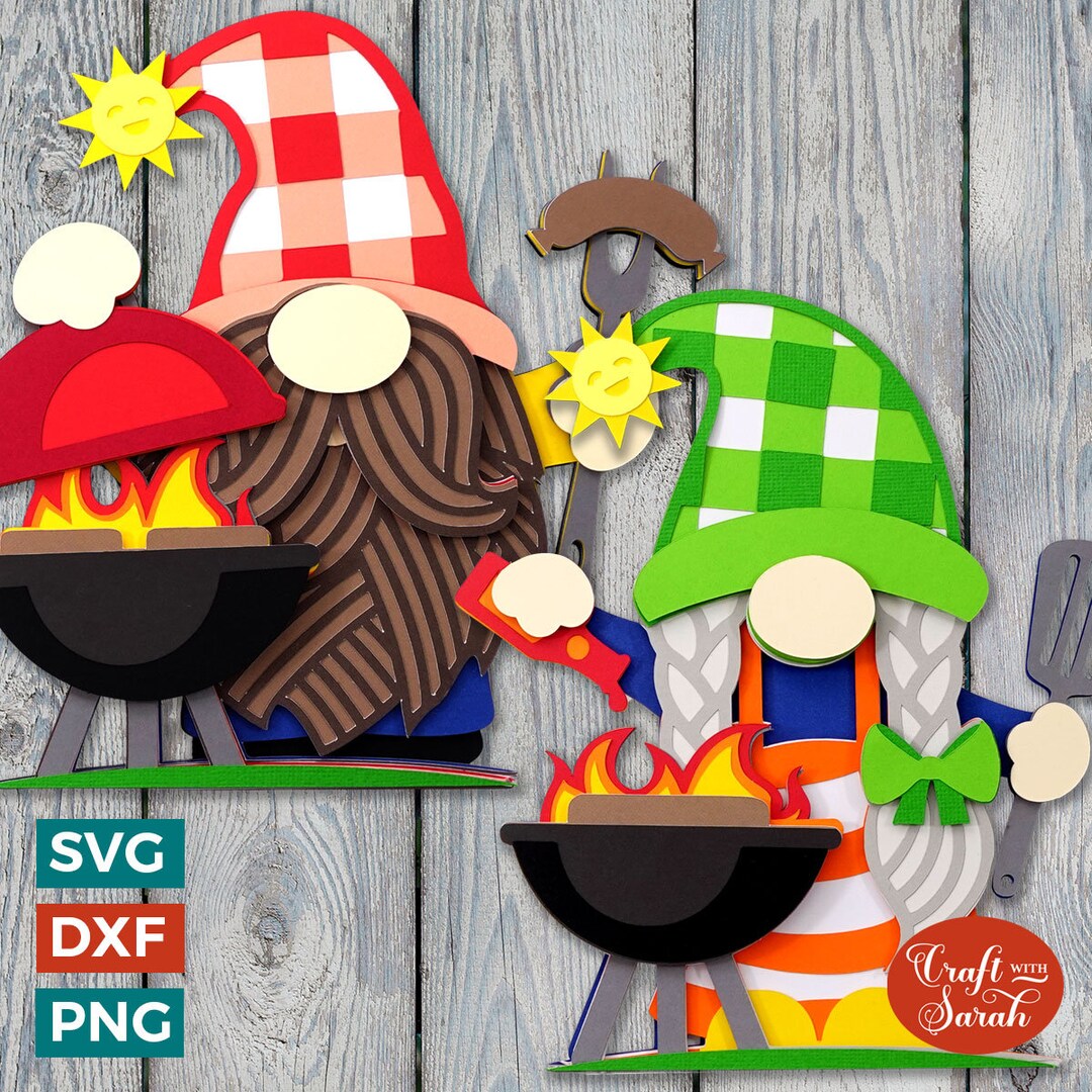BBQ Gnome Svgs | Layered Male & Female Cooking Gonk Cut Files - Etsy