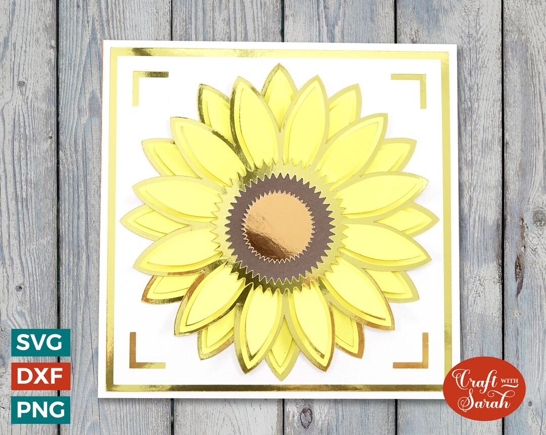 Sunflower Card SVG | Summer Flower Popout Greetings Card Cutting File ...