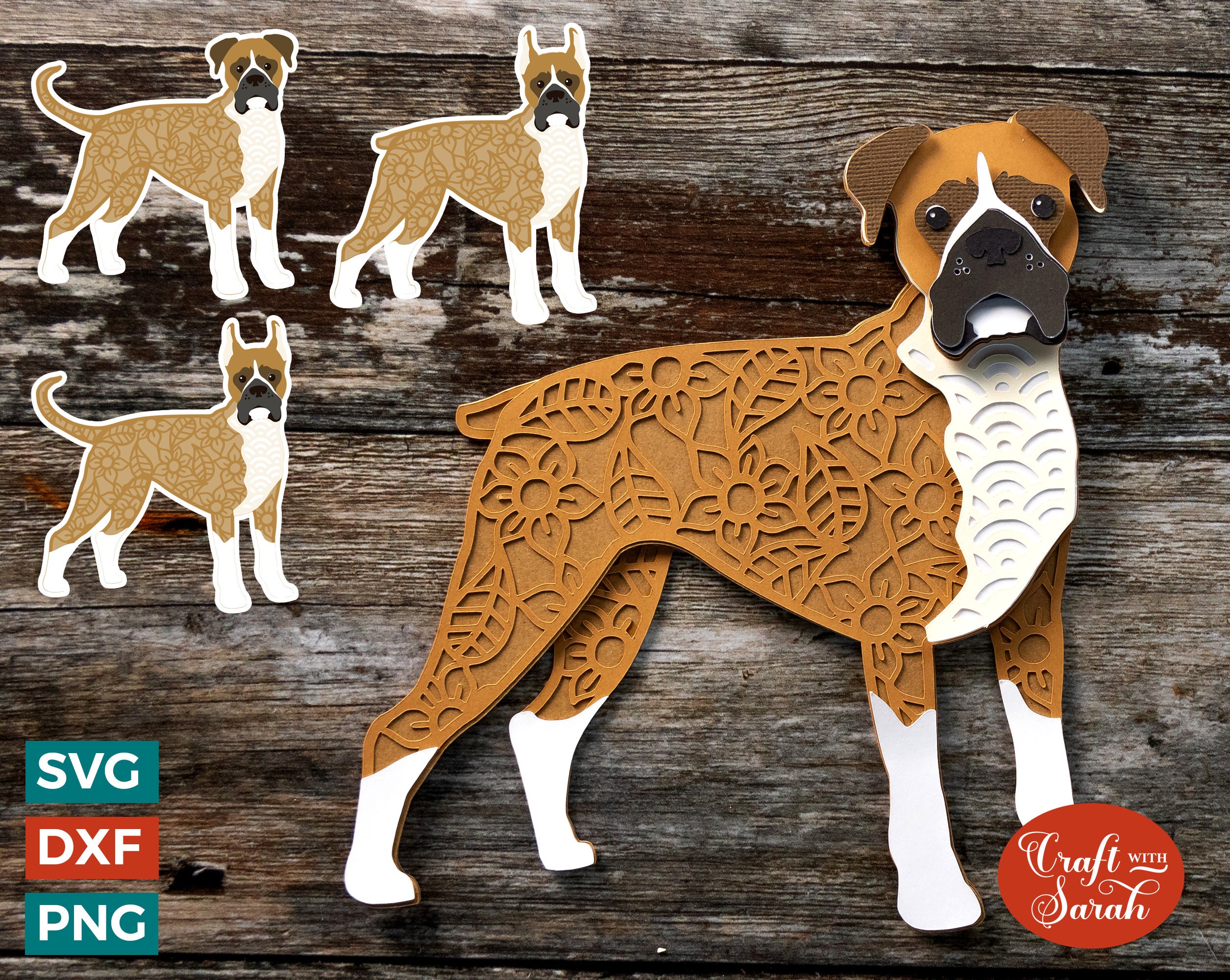 Boxer Dog SVG Layered Boxer Dog Cutting File | Etsy UK