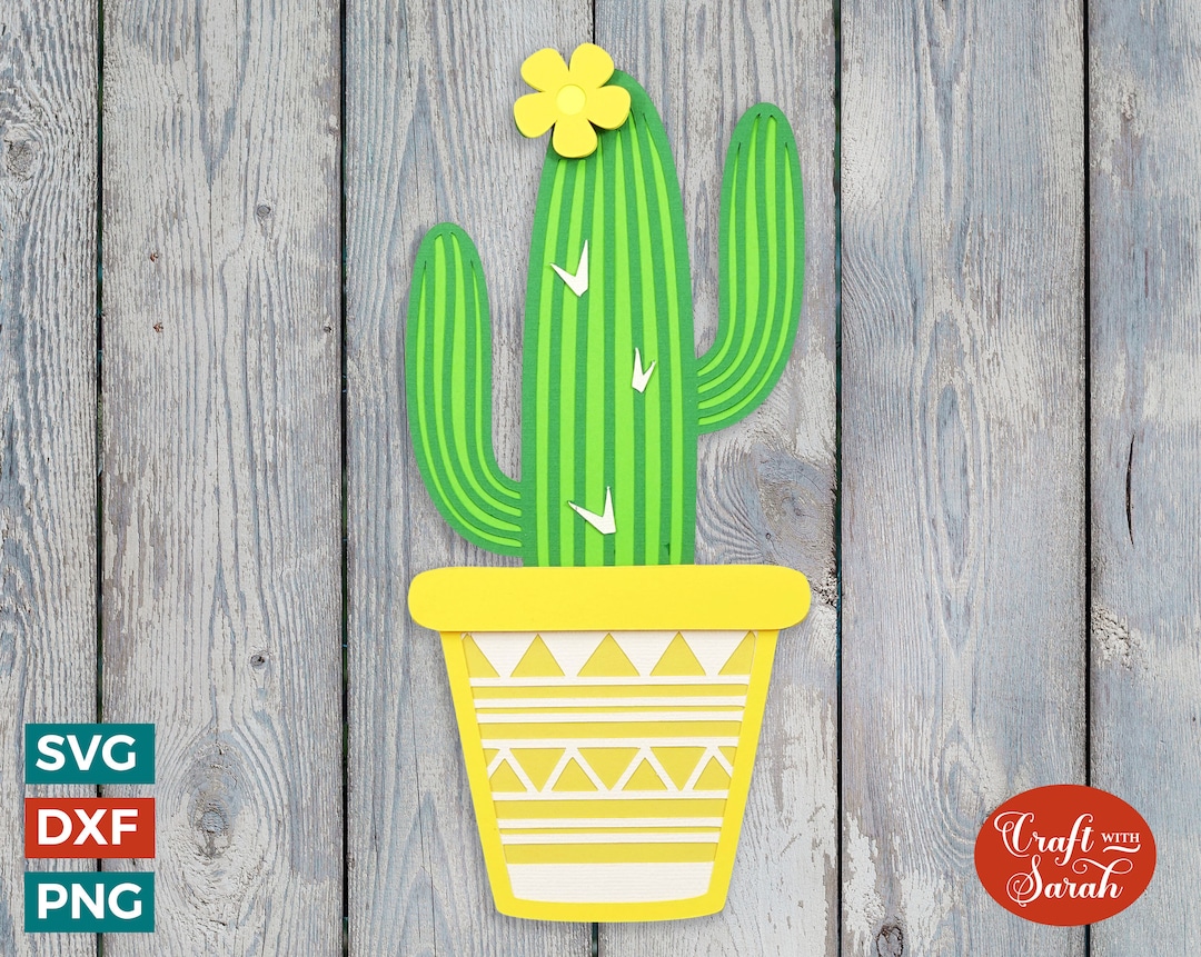 Cactus SVG | Layered Cactus Plant Cutting File - Etsy