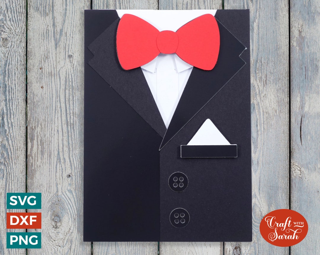 Tuxedo Card | Layered Father's Day Card SVG - Etsy