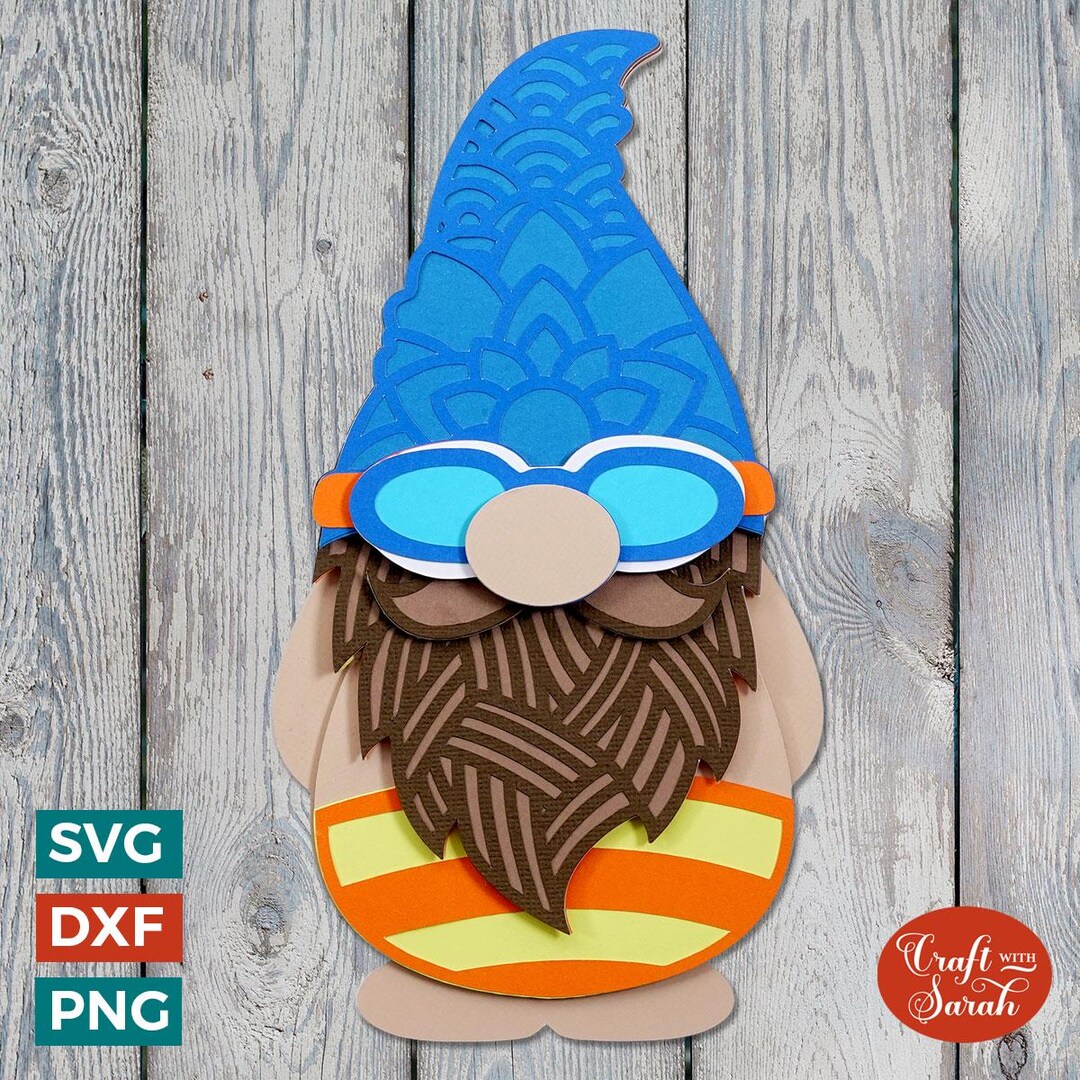 Swimming Costume Gnome SVG | Layered Male Swimmer Gnome Cutting Files ...