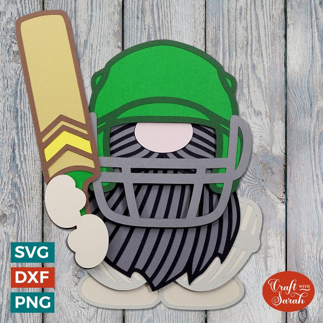Cricket Gnome SVG | Layered Male Sport Gnome Cutting Files - Etsy