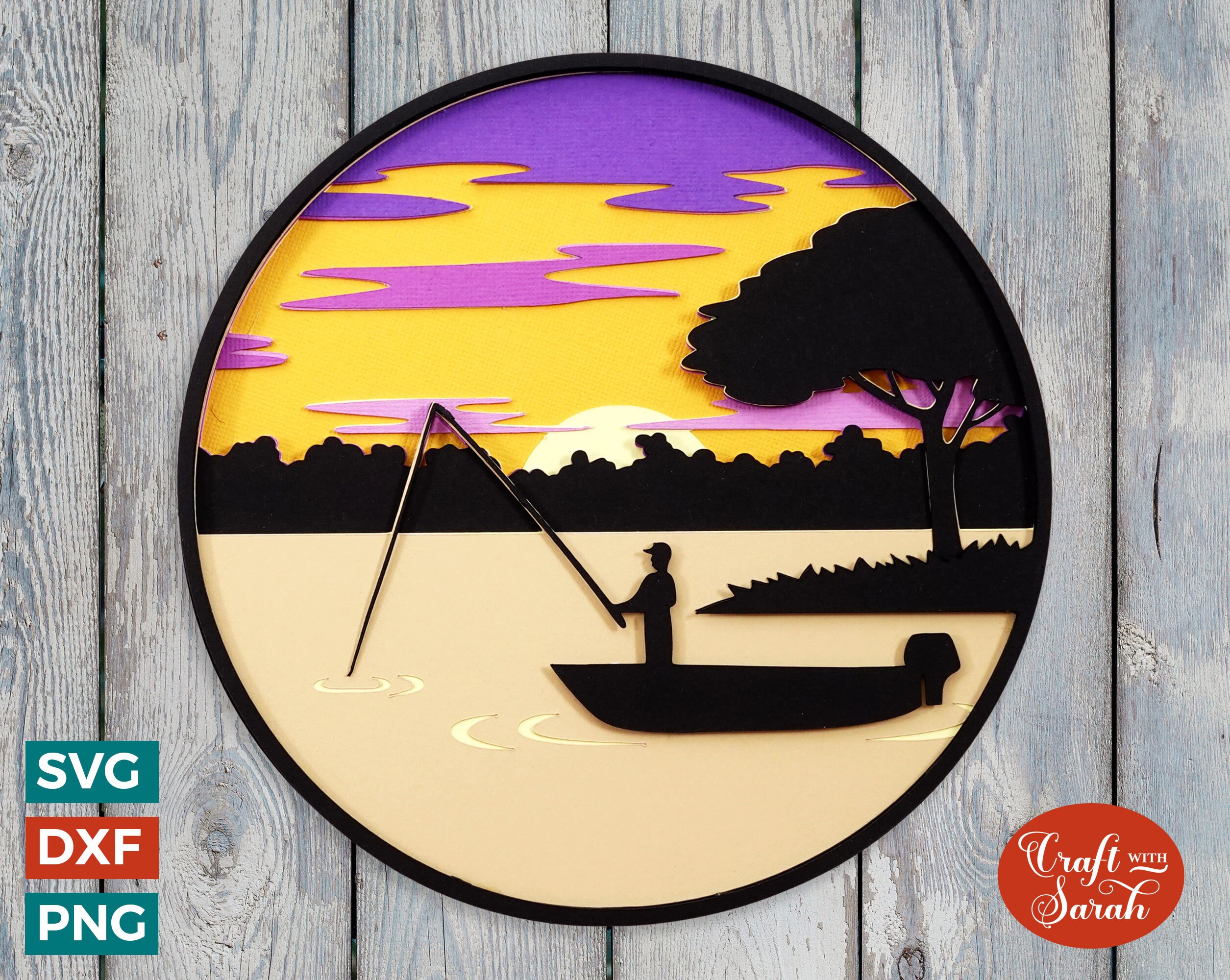 Fishing Boat Scene SVG | Layered Skipper Cutting File - Etsy