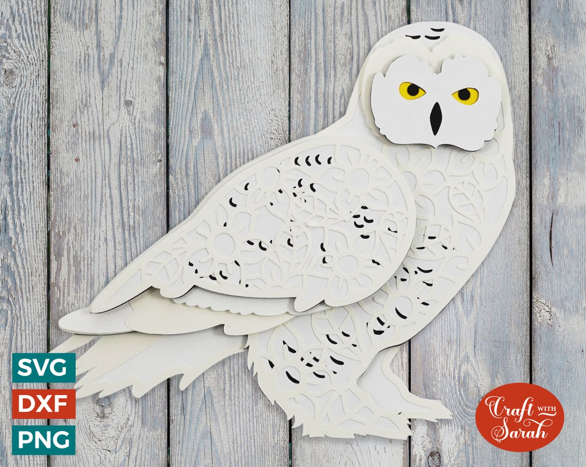 Snowy Owl SVG Layered Snowy Owl Cutting File - Etsy