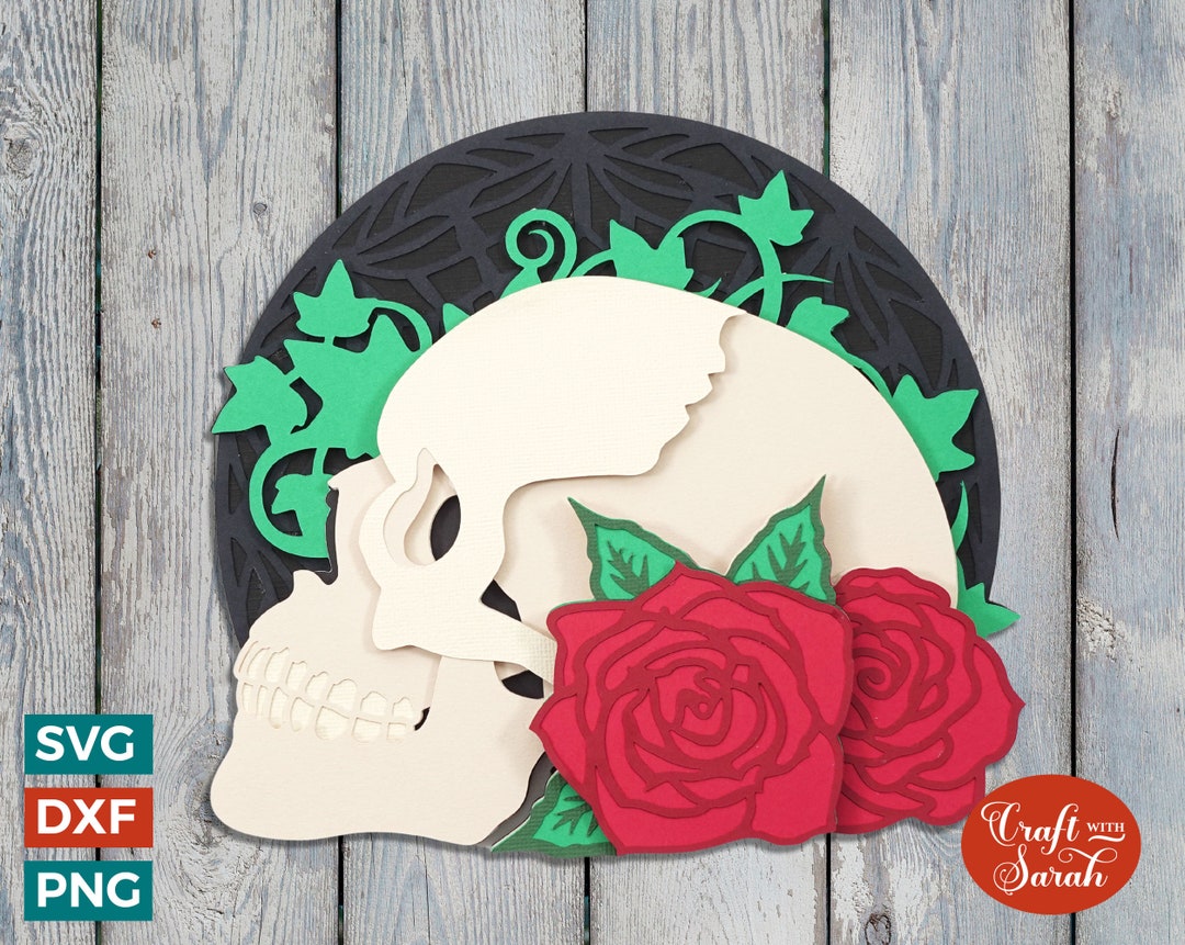 Skull With Roses SVG | Layered Halloween Skull Cutting File - Etsy
