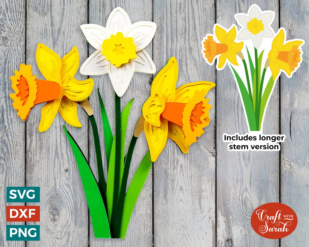 Daffodil SVG File | Layered Spring Daffodil Flowers Cutting File - Etsy