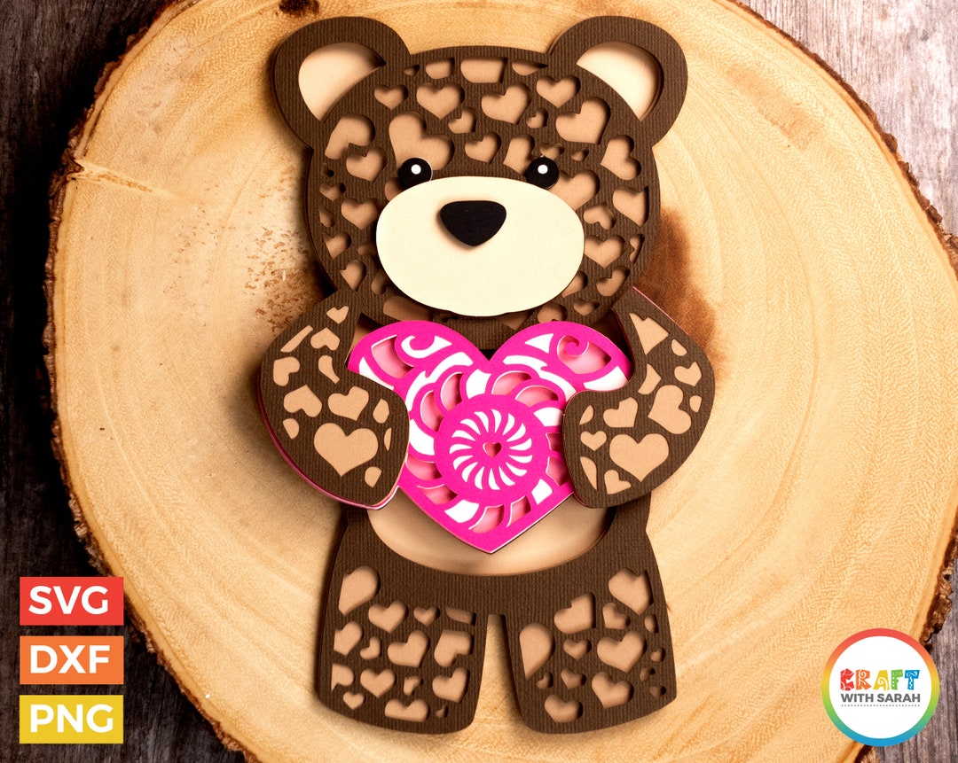 Teddy Bear SVG | Layered Valentine's Day Teddy Cutting File - Etsy