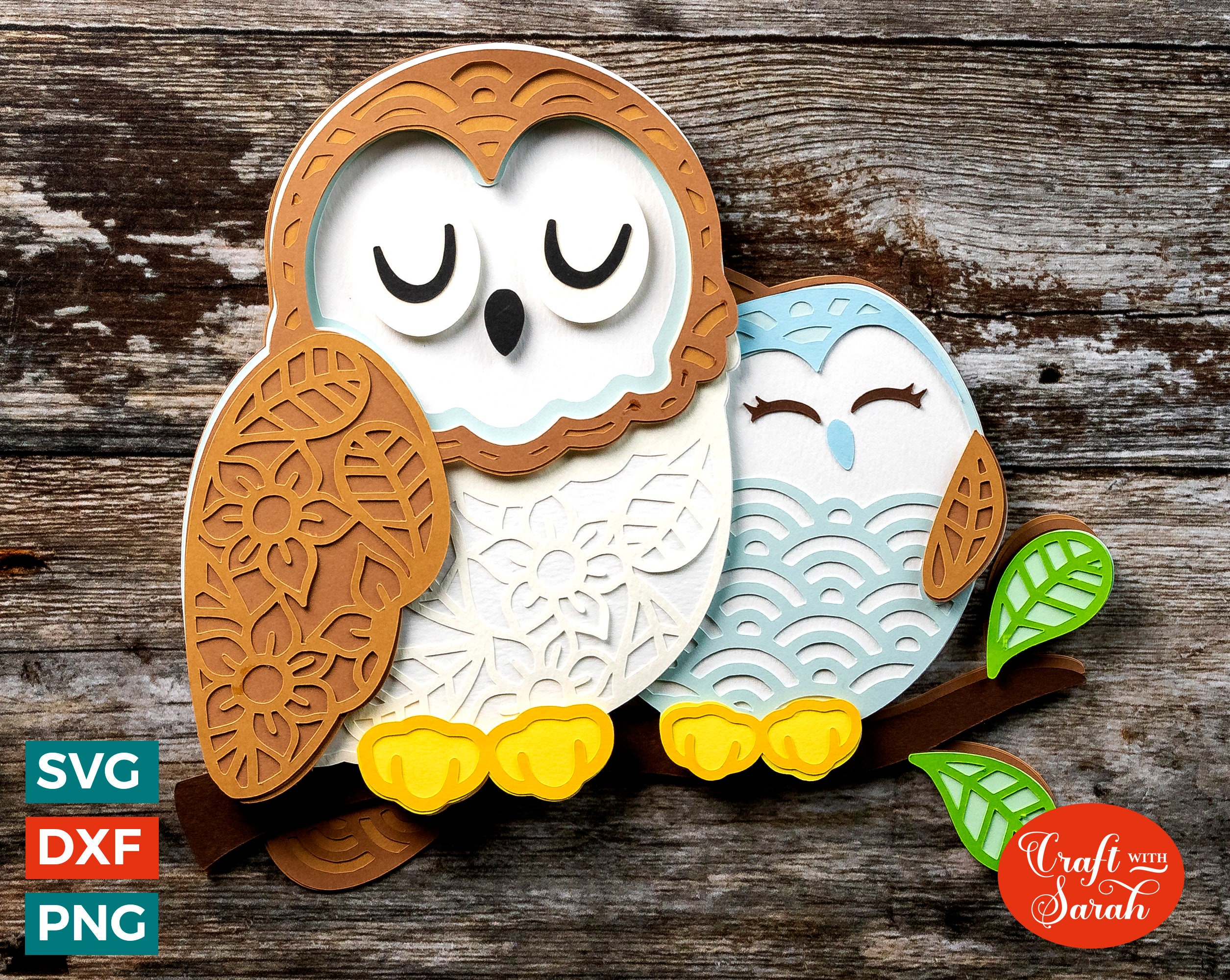 Mother & Baby Owls SVG File Layered Owls Cutting File | Etsy UK