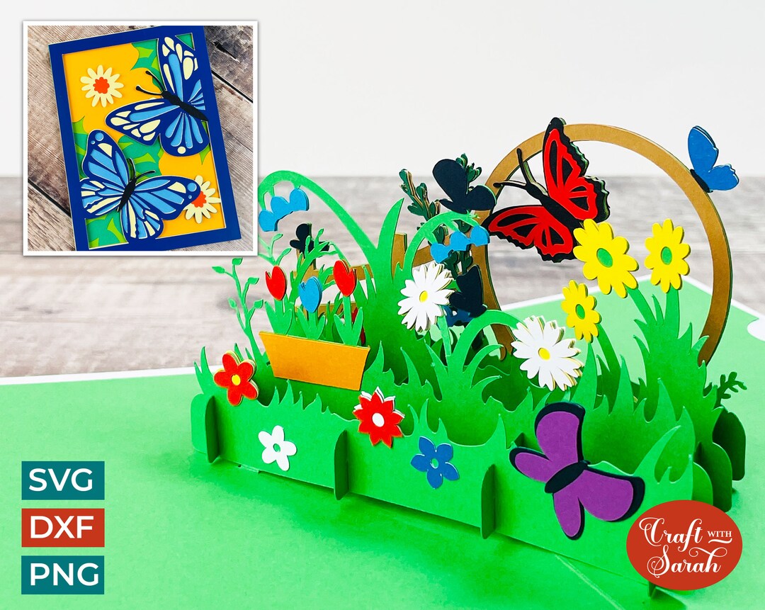 Butterflies Popout Card SVG | Spring Greetings Card Cutting File - Etsy