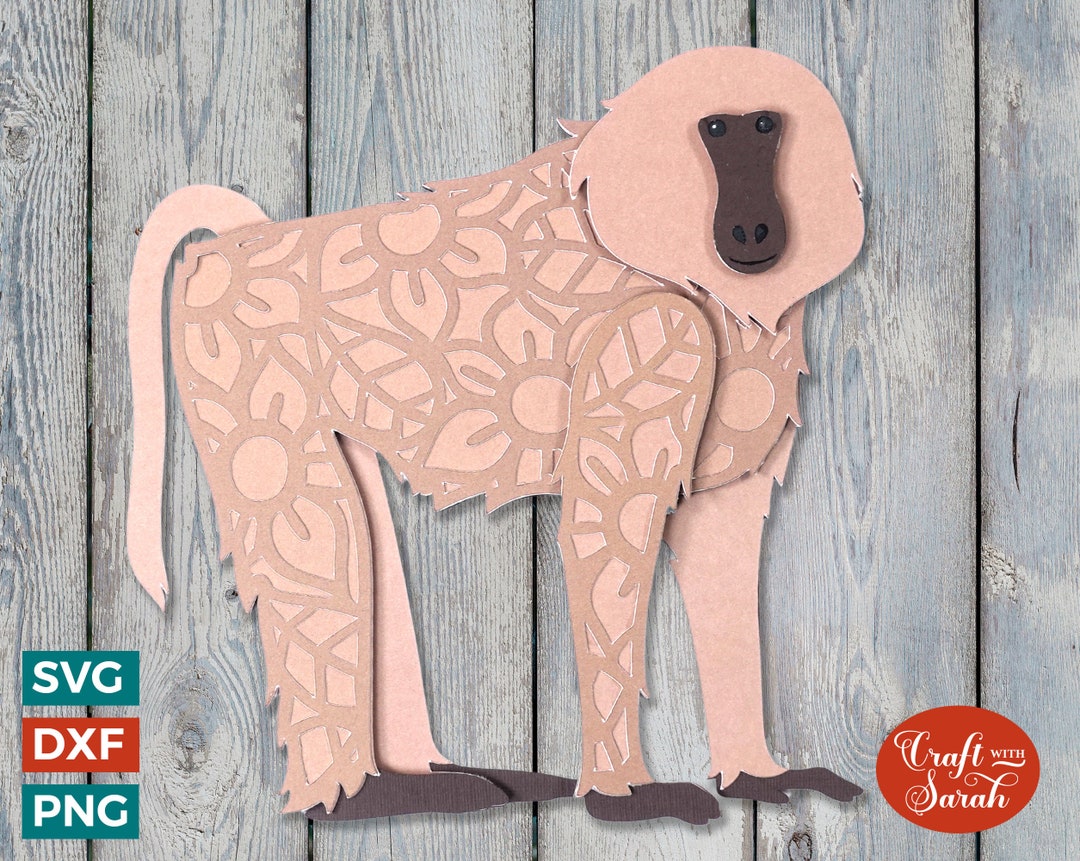Baboon SVG | 3D Layered Monkey Cutting File - Etsy