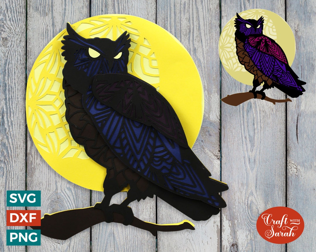 Gotische uil gelaagde SVG 3D Halloween Uil SVG - Etsy België