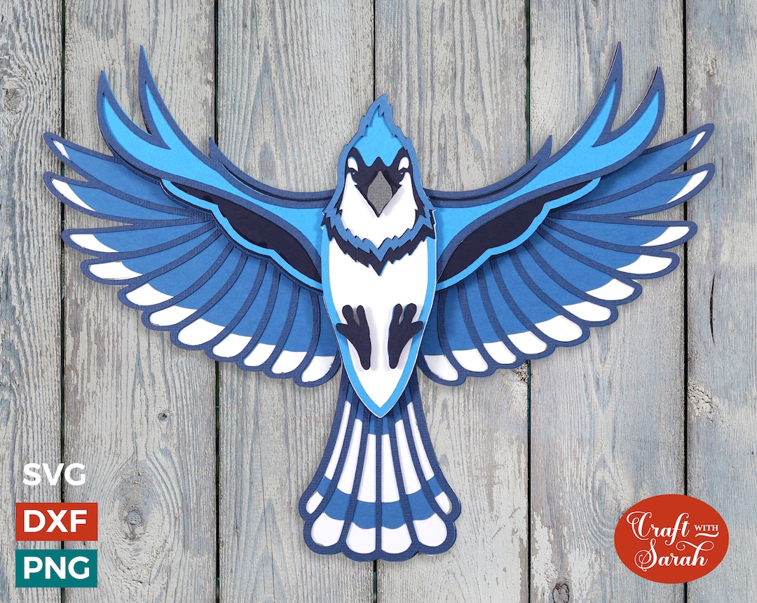 Blue Jay in Flight SVG | 3D Blue Jay SVG - Etsy