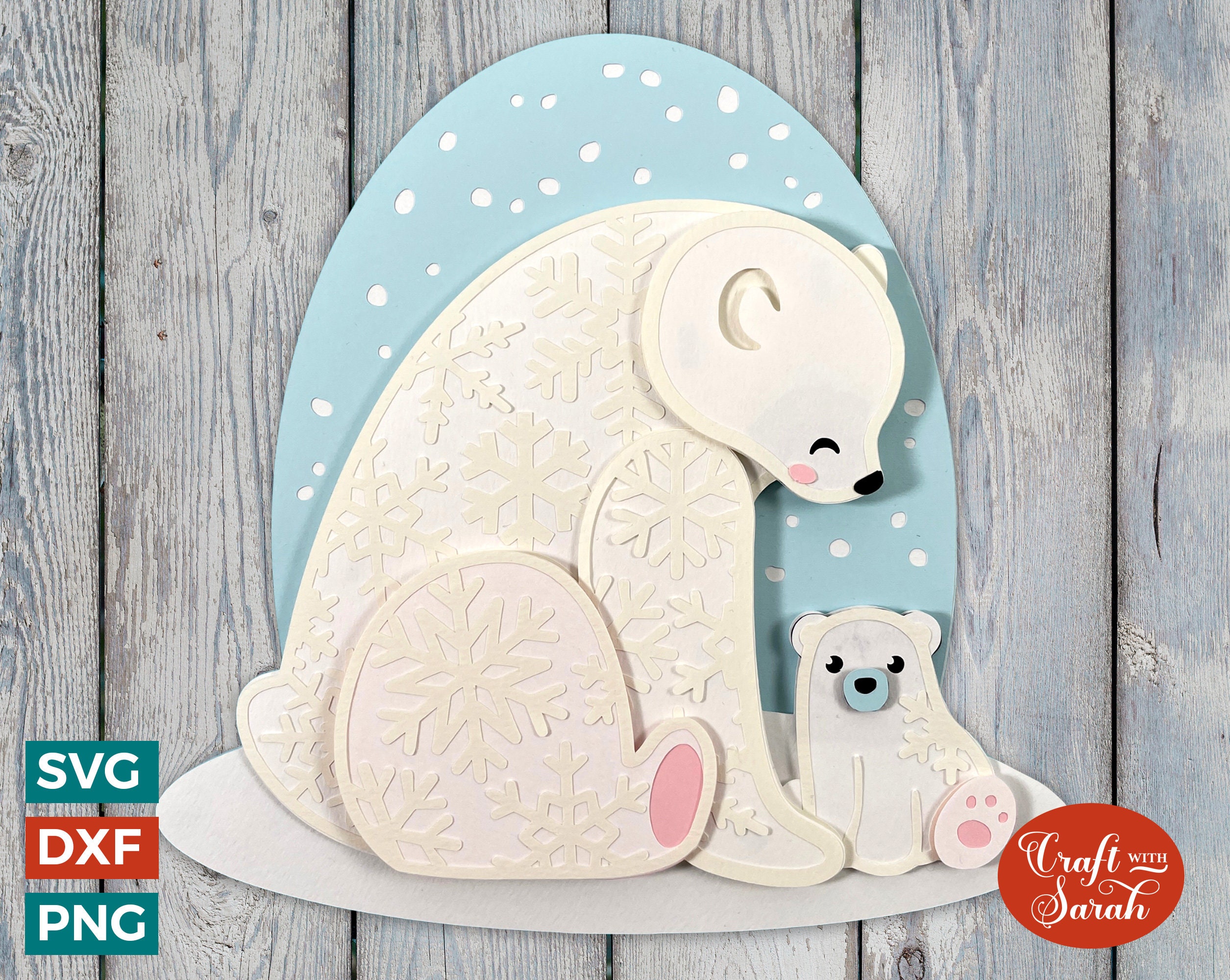 Polar Bears SVG Parent & Baby Polar Bears Layered SVG - Etsy