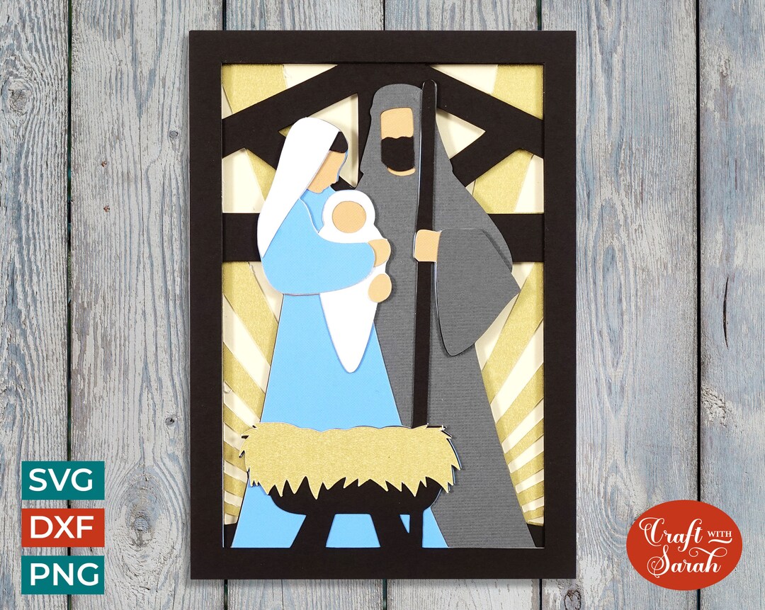 Mary & Joseph Card SVG | Layered Nativity Christmas Card Cut File - Etsy