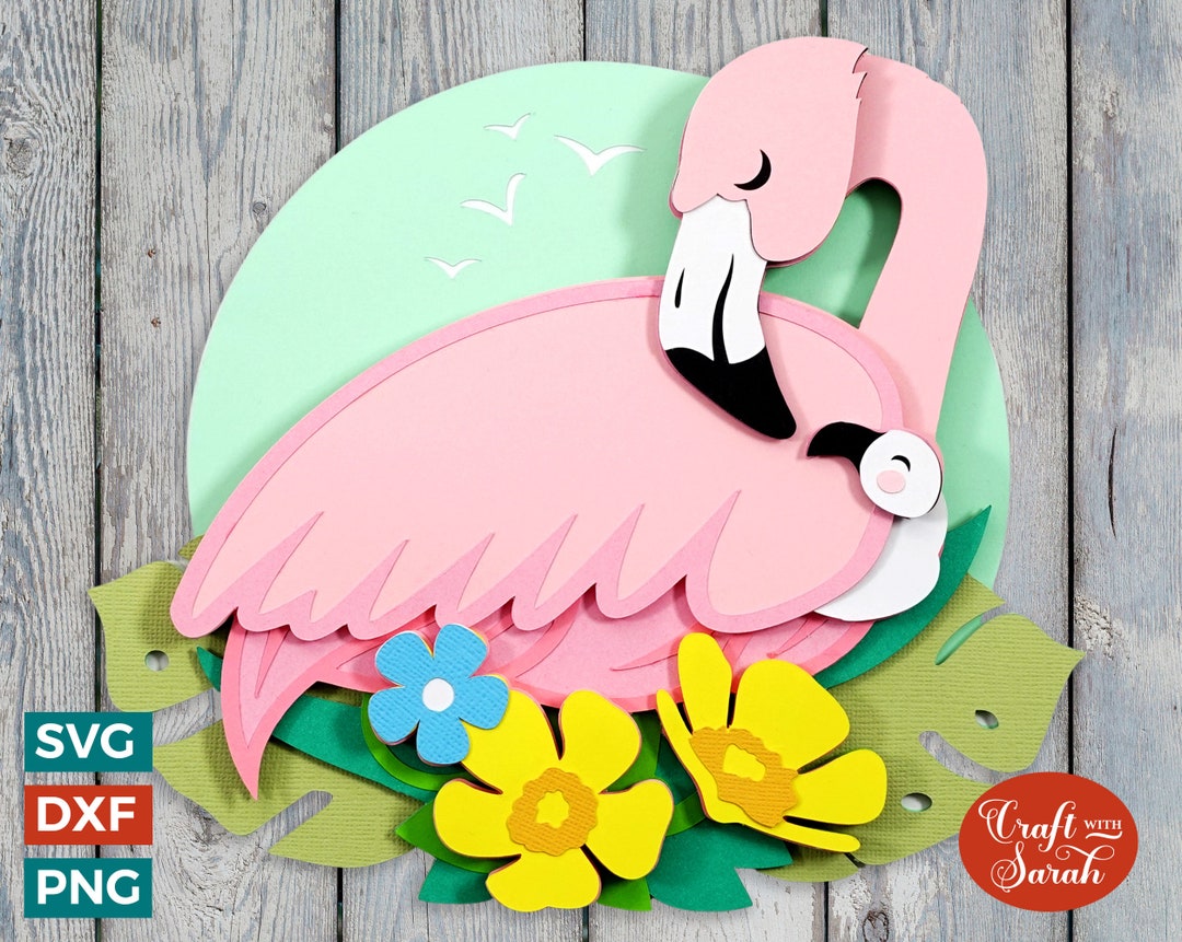 Flamingo & Chick SVG | 3D Layered Mother and Baby Flamingo Cut File - Etsy
