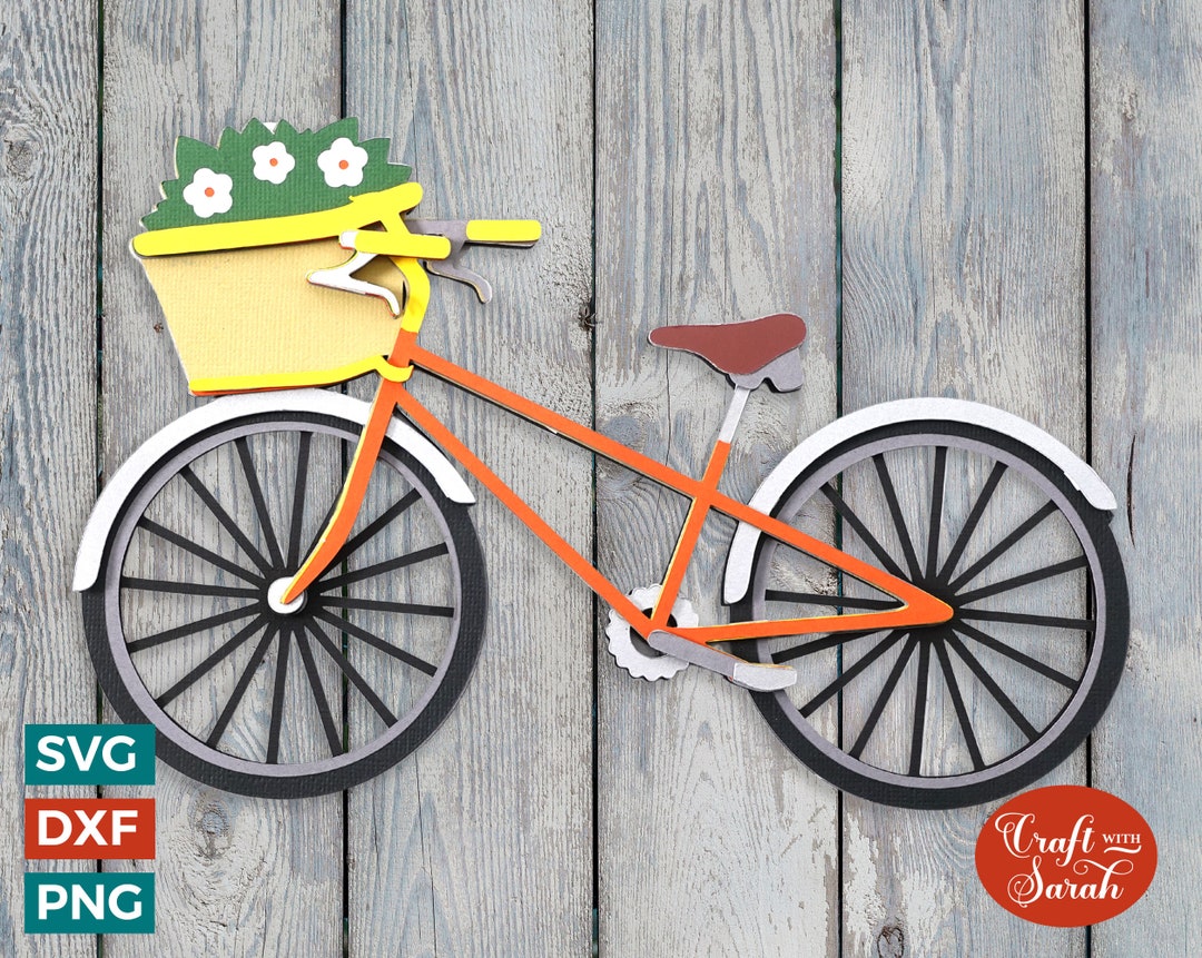 Bicycle SVG | 3D Layered Bike With Basket Cutting File - Etsy
