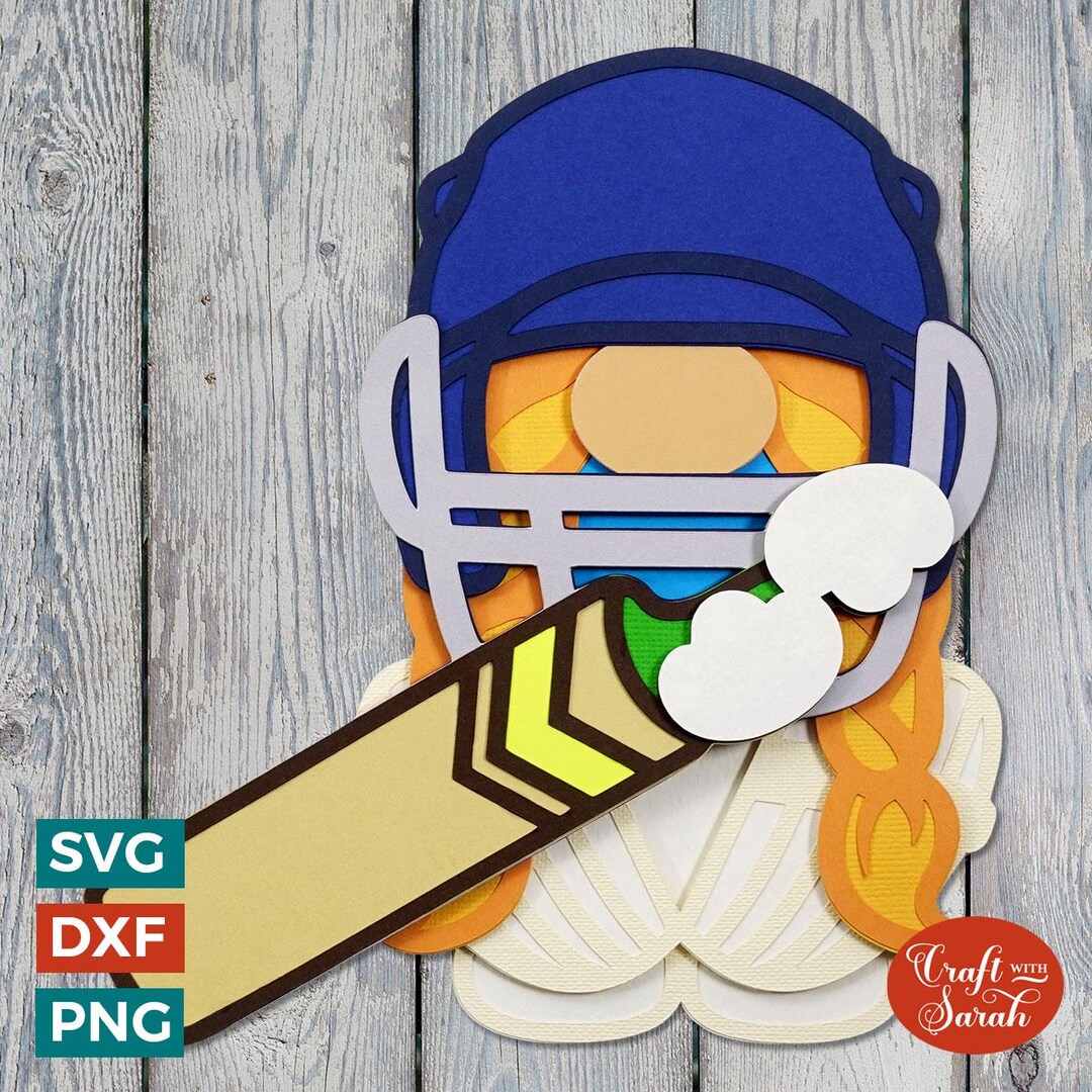 Cricket Gnome SVG | Layered Female Sport Gnome Cutting Files - Etsy