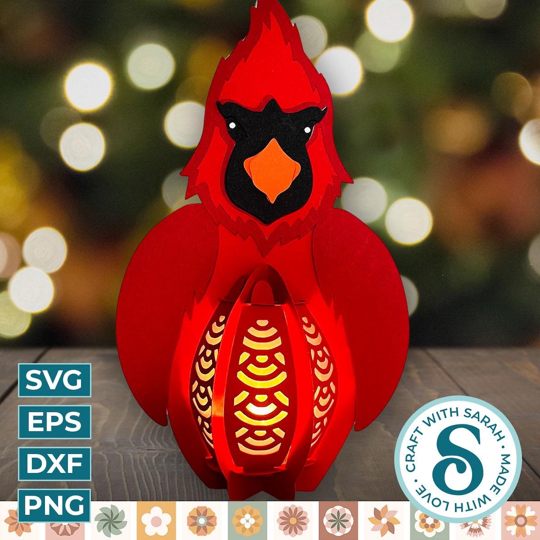 Cardinal Lantern SVG | Cardinal 3D Lantern Design Cutting File - Etsy