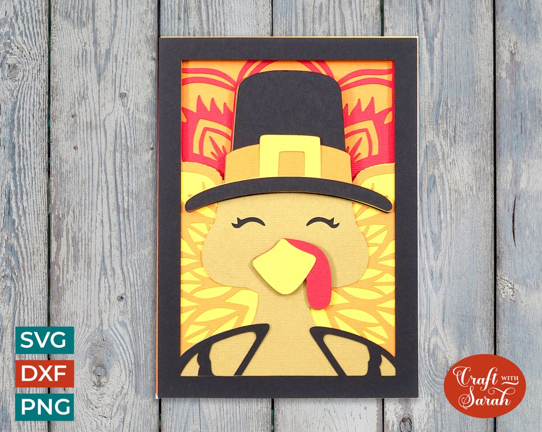 Turkey Thanksgiving Card SVG | Layered Turkey Greetings Card - Etsy