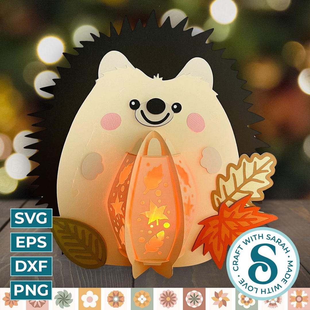 Hedgehog Lantern SVG | Woodland Animal 3D Lantern Design Cutting File ...