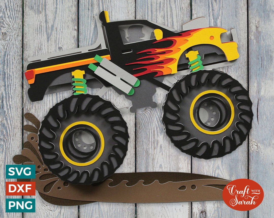 Monster Truck SVG File | Layered Monster Truck Cutting File - Etsy