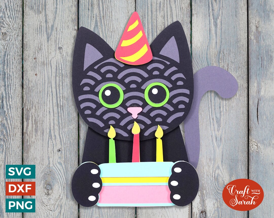 Birthday Cat SVG | Layered Birthday Party Cat Cutting File - Etsy