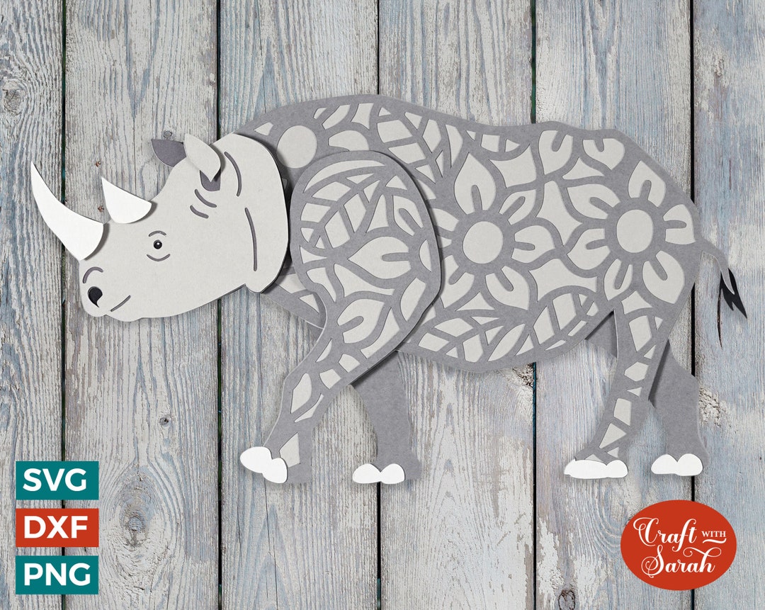 Rhino SVG | Layered Rhino Cutting File - Etsy