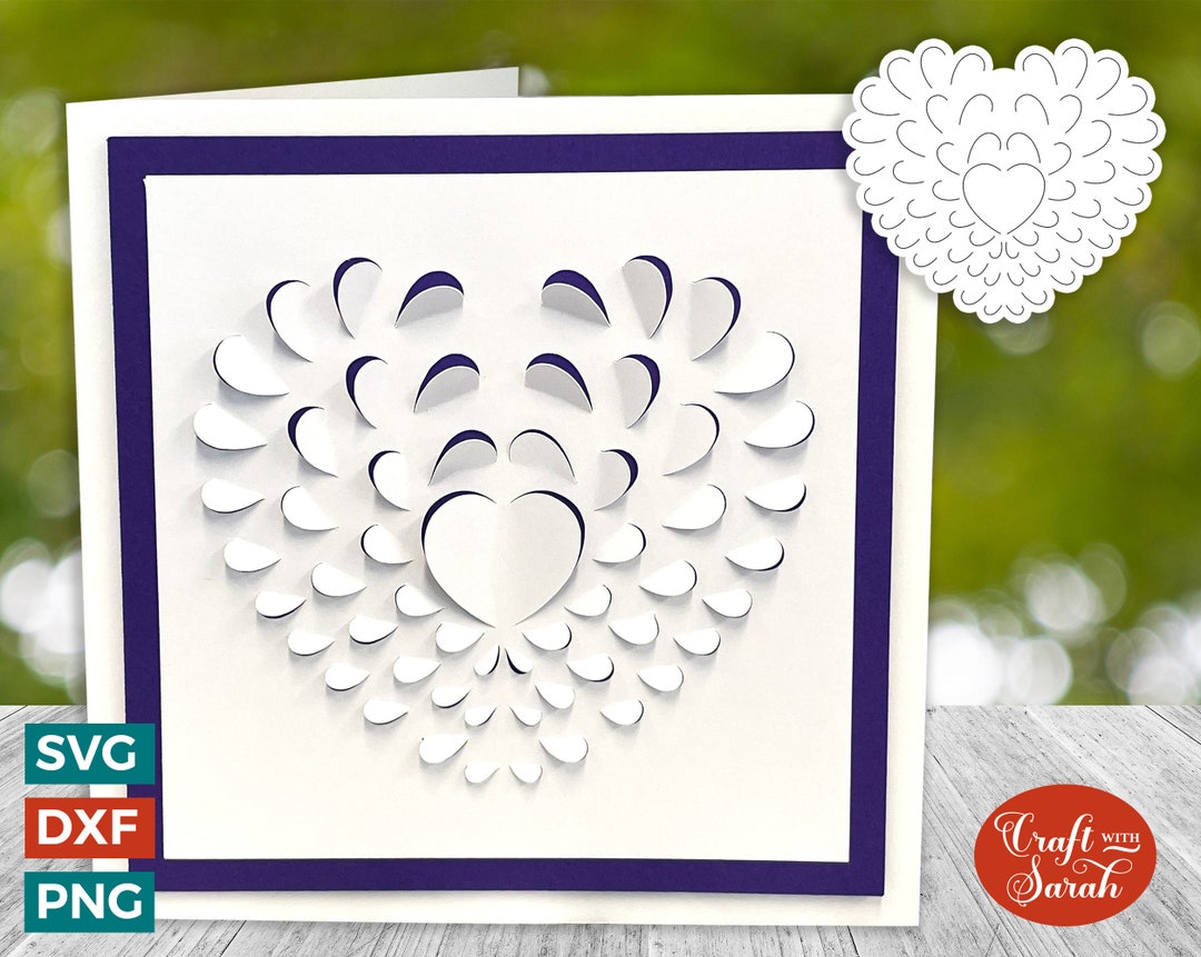 Heart Frills Card | "cut & Fold" Greetings Card 7 - Etsy