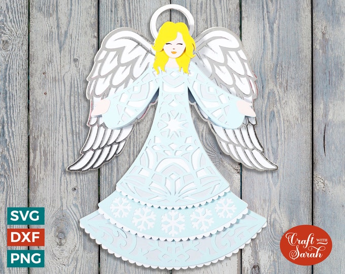 3D Angel SVG, Layered Angel Svg, Papercut Angel Svg, Angel Mandala Svg ...