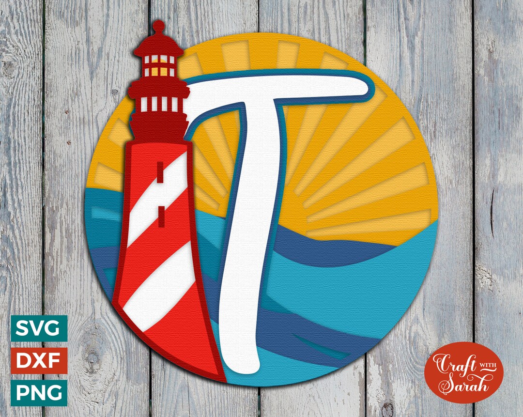 Lighthouse Letter T Layered SVG | 3D Lighthouse Alphabet - Etsy