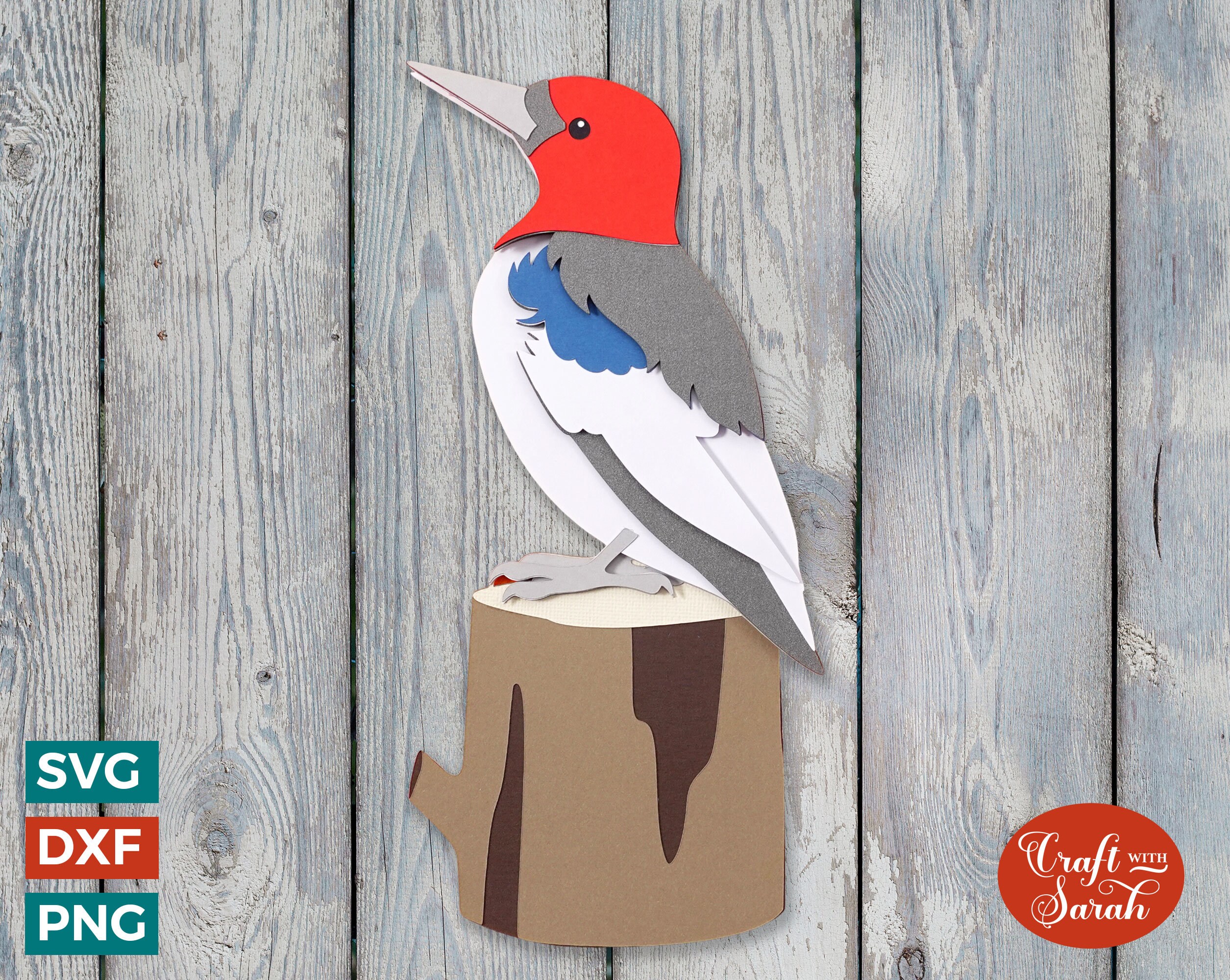 Red-headed Woodpecker SVG 3D Layered Bird Cutting File - Etsy