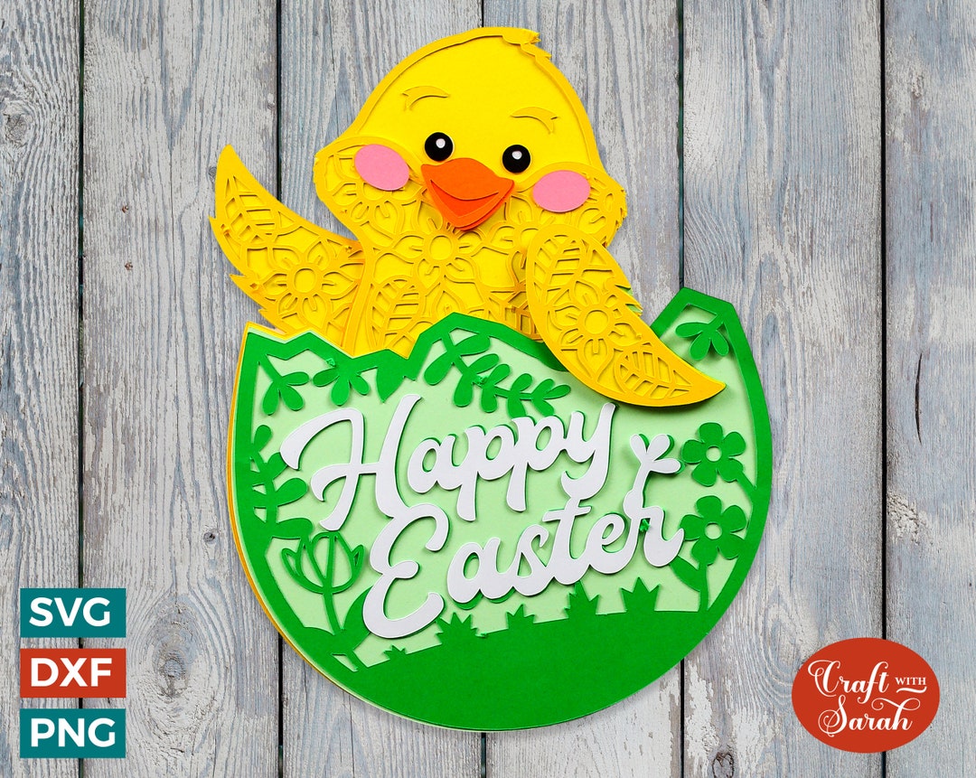 Easter Chick SVG File | Layered Waving Chick Cutting File - Etsy