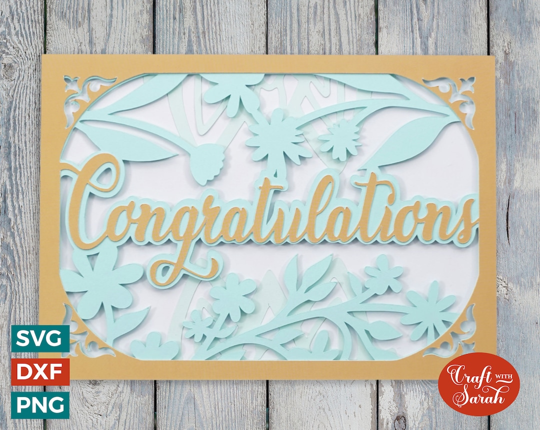 Congratulations Gold Card | Layered Congratulations Card SVG - Etsy