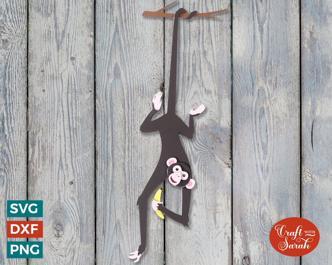 Monkey Hanging From Tree SVG | 3D Layered Monkey Cutting File - Etsy