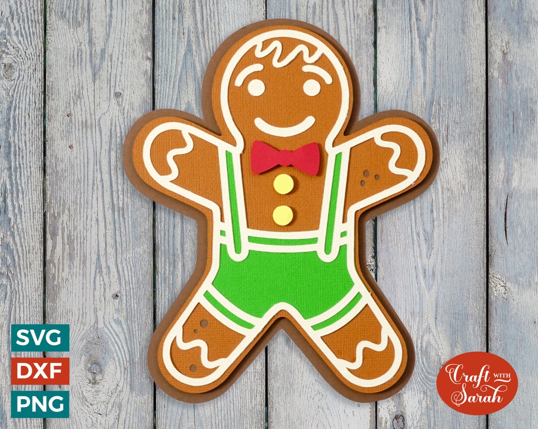 Gingerbread Man SVG | Layered Festive Gingerbread Cut File - Etsy