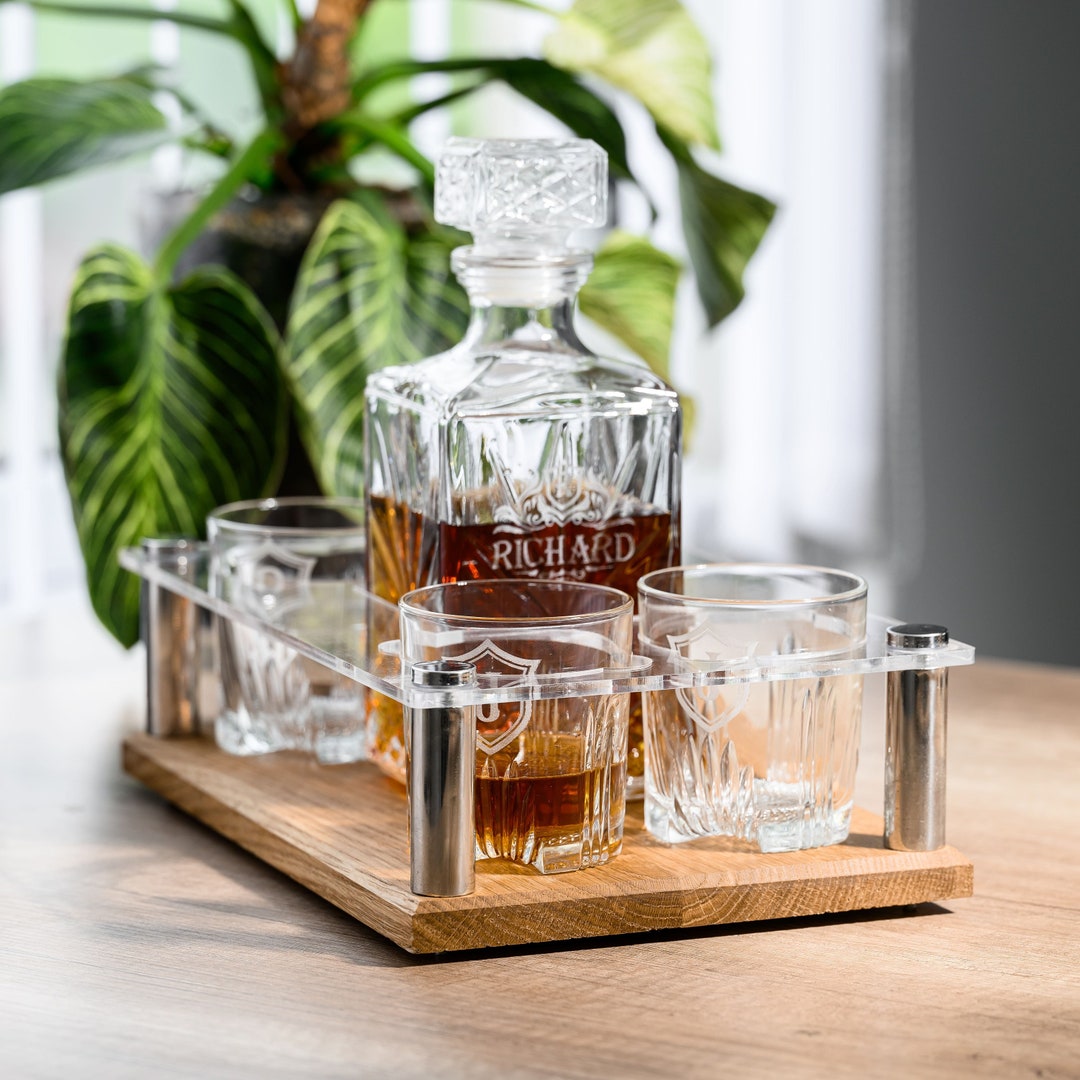 Wooden Presentation Set With Decanter and Glasses - Old Fashioned ...