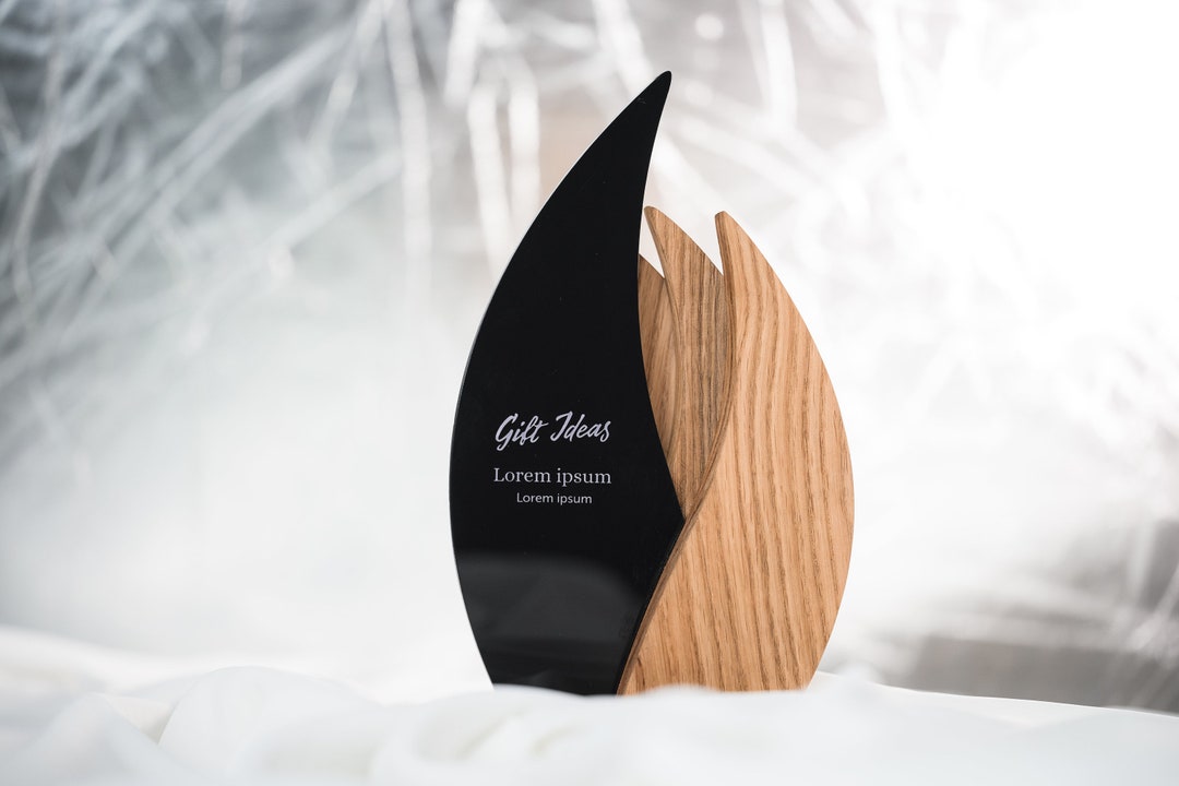 Corporate Gift Personalized Wooden Trophy, Custom Acrylic Award, Modern ...