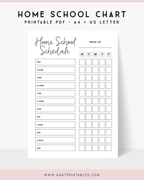 Home Schooling Routine A4 School Routine Homework Organizer Kids Home ...